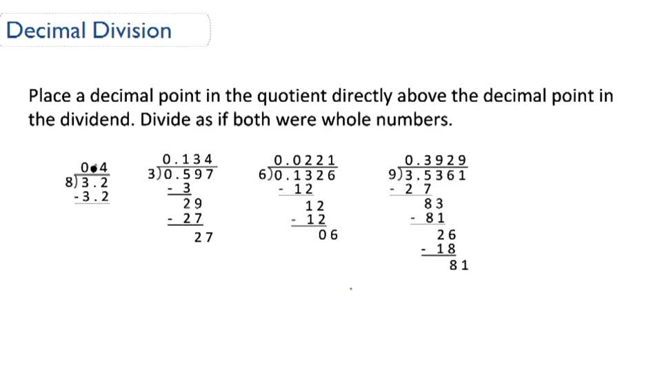 Decimal Division Video Arithmetic CK 12 Foundation