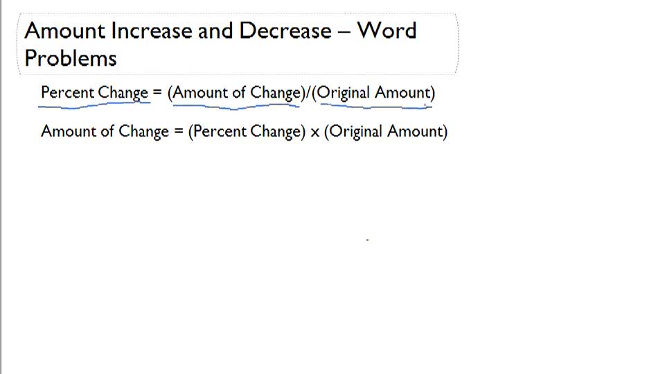 Amount Increase and Decrease - Word Problems - Overview ( Video ...