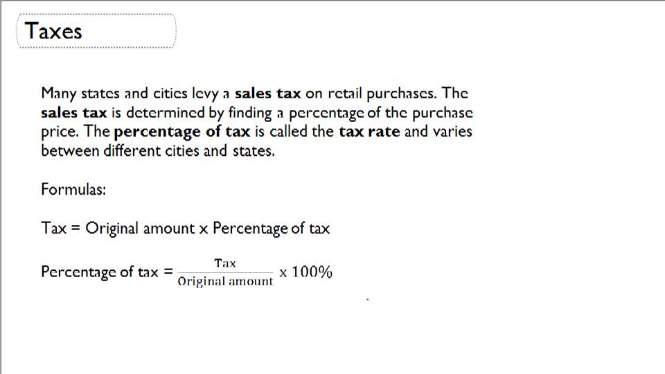 Taxes - Overview ( Video ) | Arithmetic | CK-12 Foundation