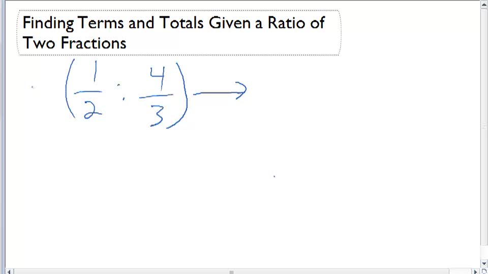 Finding Terms and Totals Given a Ratio of Two Fractions - Overview ...