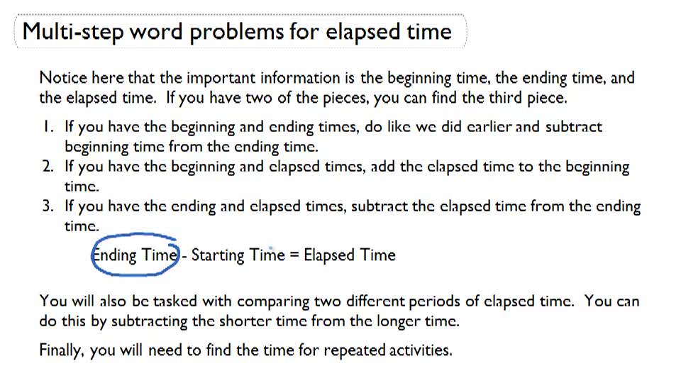Overview of Multi-step Time Word Problems ( Video ) | Measurement | CK ...