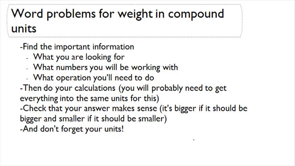 Word Problems for Weight in Compound Units - Overview ( Video ...