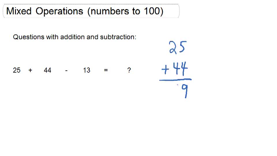 Overview of Mixed Operations (Numbers to 100) ( Video ) | Arithmetic | CK-12 Foundation