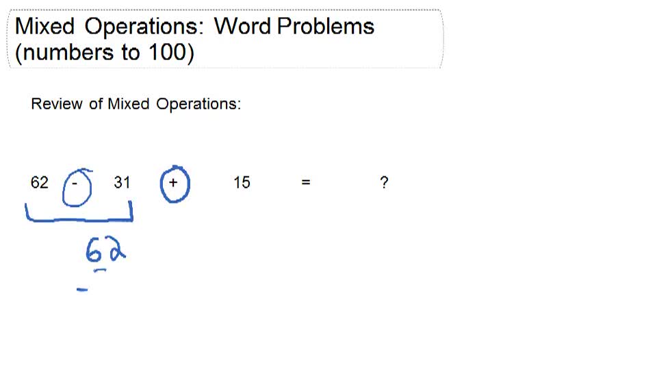 Mixed Operations: Word Problems (numbers to 100) - Overview ( Video ) | Arithmetic | CK-12 ...