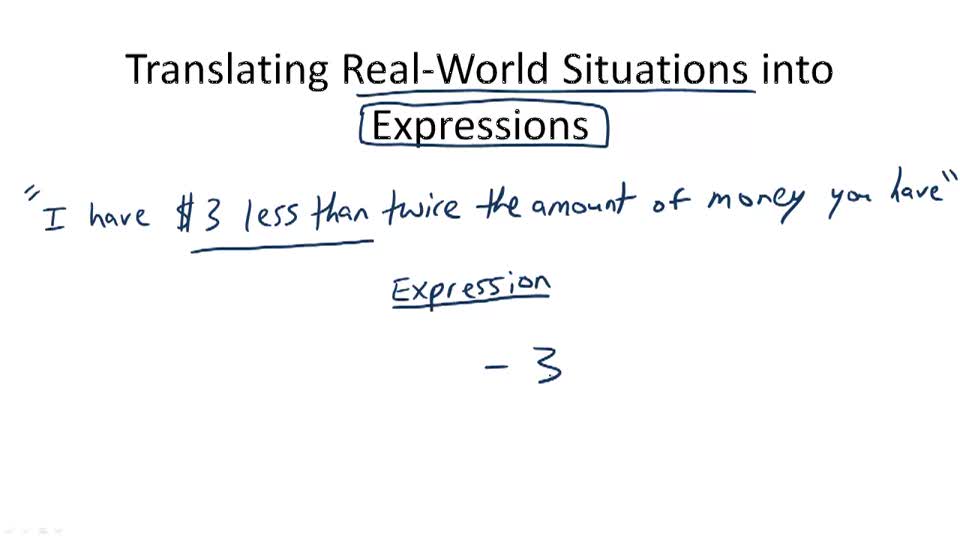 Translating Real-World Situations into Expressions - Overview ( Video ...