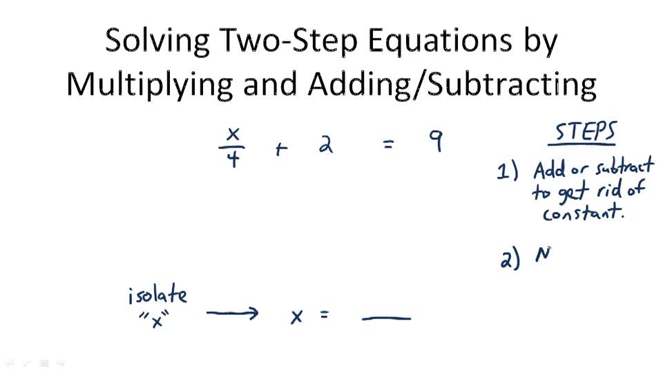 Solving Two-Step Equations by Multiplying and Adding/Subtracting ...