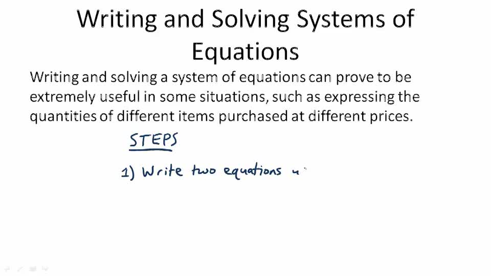 Writing and Solving Systems of Equations - Overview ( Video ) | Algebra ...