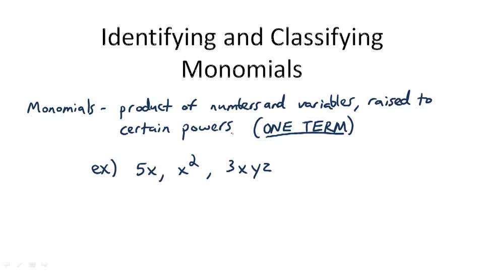 Identifying and Classifying Monomials - Overview ( Video ) | Algebra ...