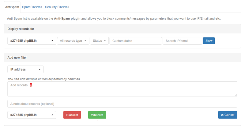 Cleantalk Personal Blacklists