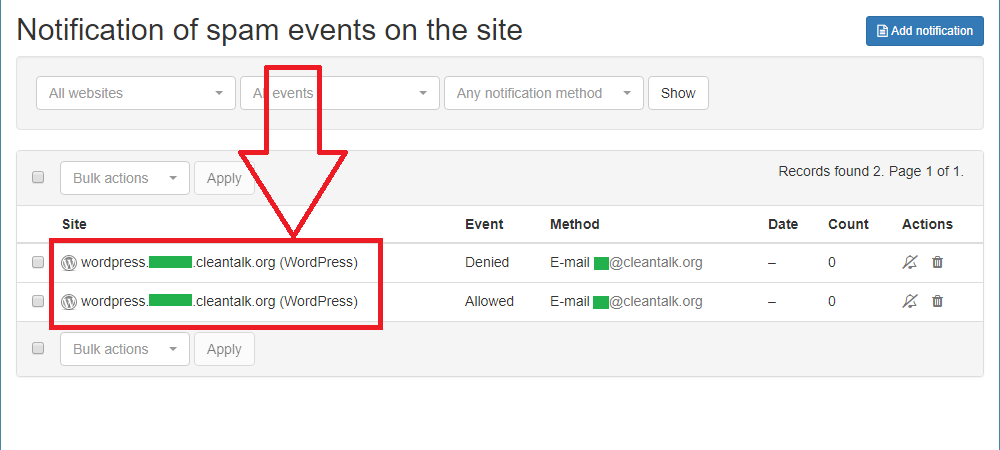 How to set up Website Event Notifications on website