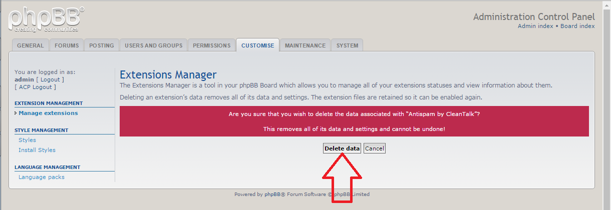 phpBB 3.1, 3.2: How to update the CleanTalk Anti-Spam Extension