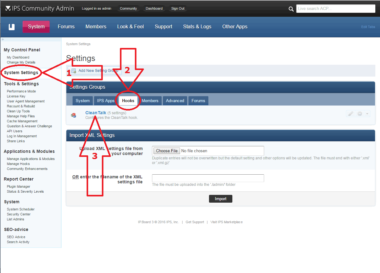 Installing the CleanTalk Spam Protection hook on IP.Board