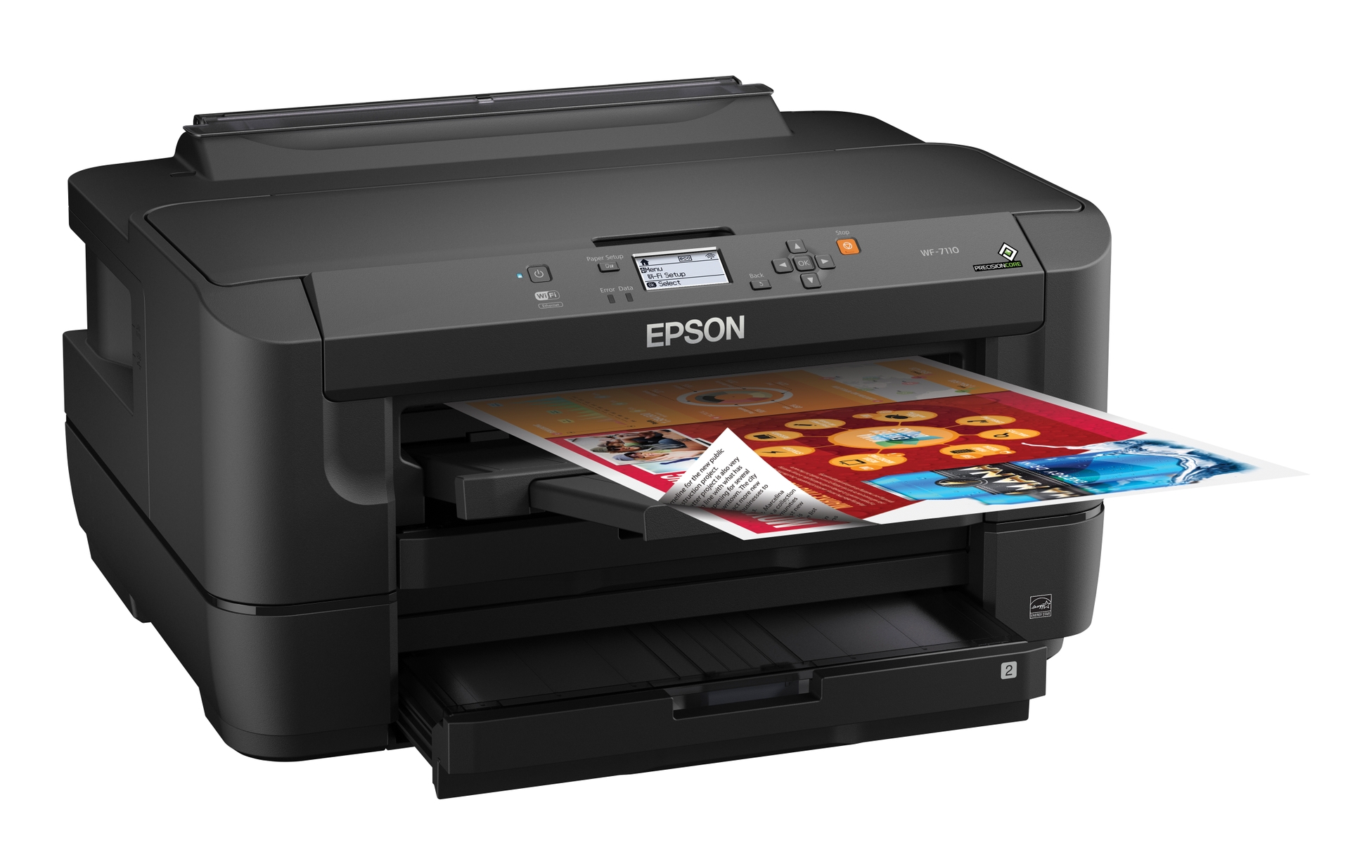 Photo | WorkForce WF-7110_Right Angle w/print sample | Epson US