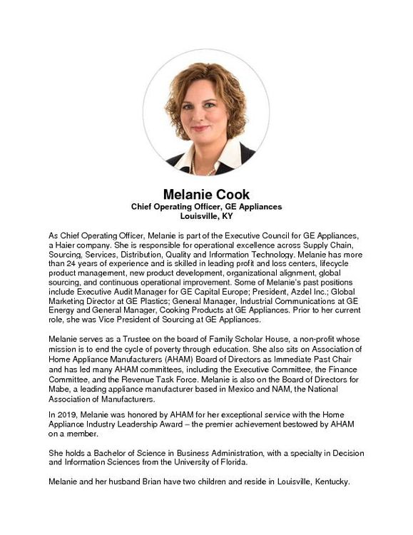 Melanie Cook Bio | GE Appliances