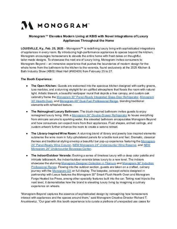 KBIS 2025 Monogram Beyond Release | GE Appliances