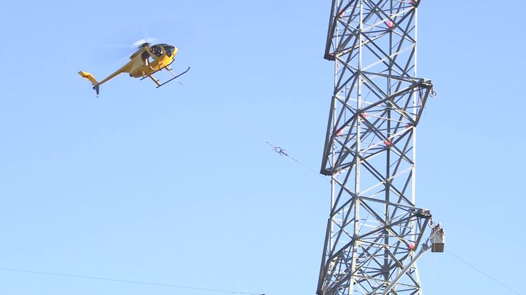 Helicopter Pulls Power Lines Across 57 Freeway as SCE Continues Work on ...