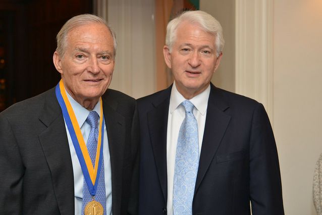 Photo | James Easton (left) and Chancellor Gene Block | UCLA