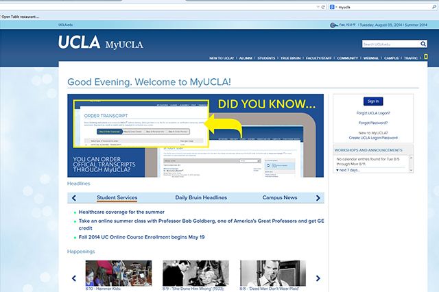 Photo | MyUCLA student portal | UCLA