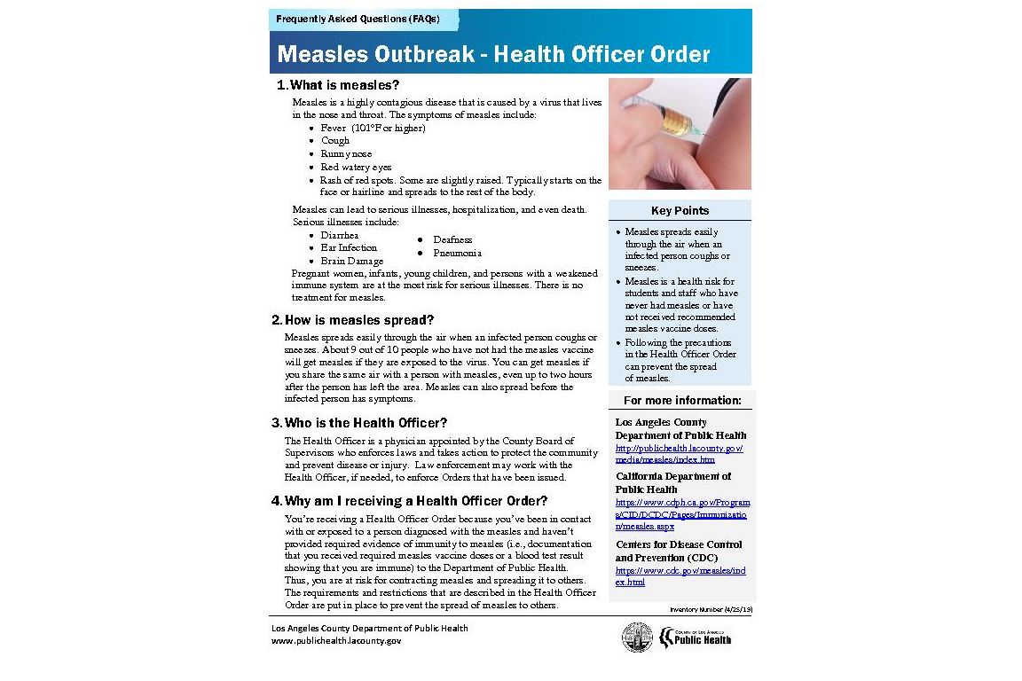 Frequently asked questions about measles | UCLA