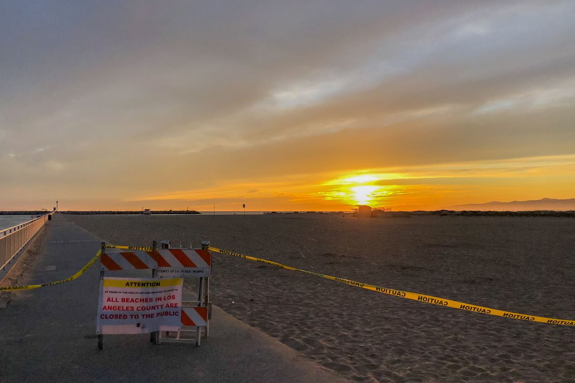 Photo | Beach closed-COVID 19 | UCLA