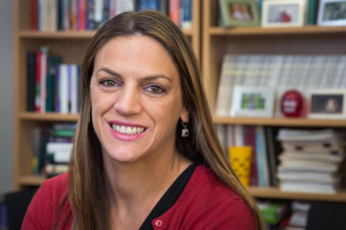 Photo | Lara Ray in her UCLA office | UCLA