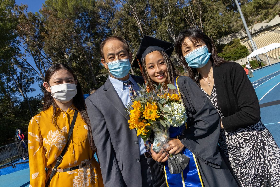 Photo | UCLA Commencement 2021 - family of four | UCLA