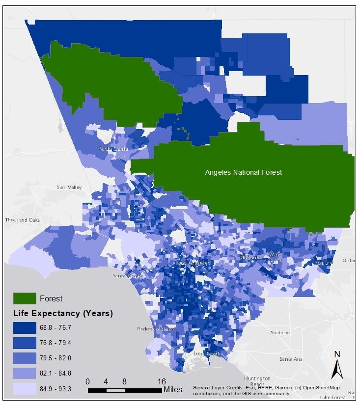 Photo | Life expectancy map | UCLA