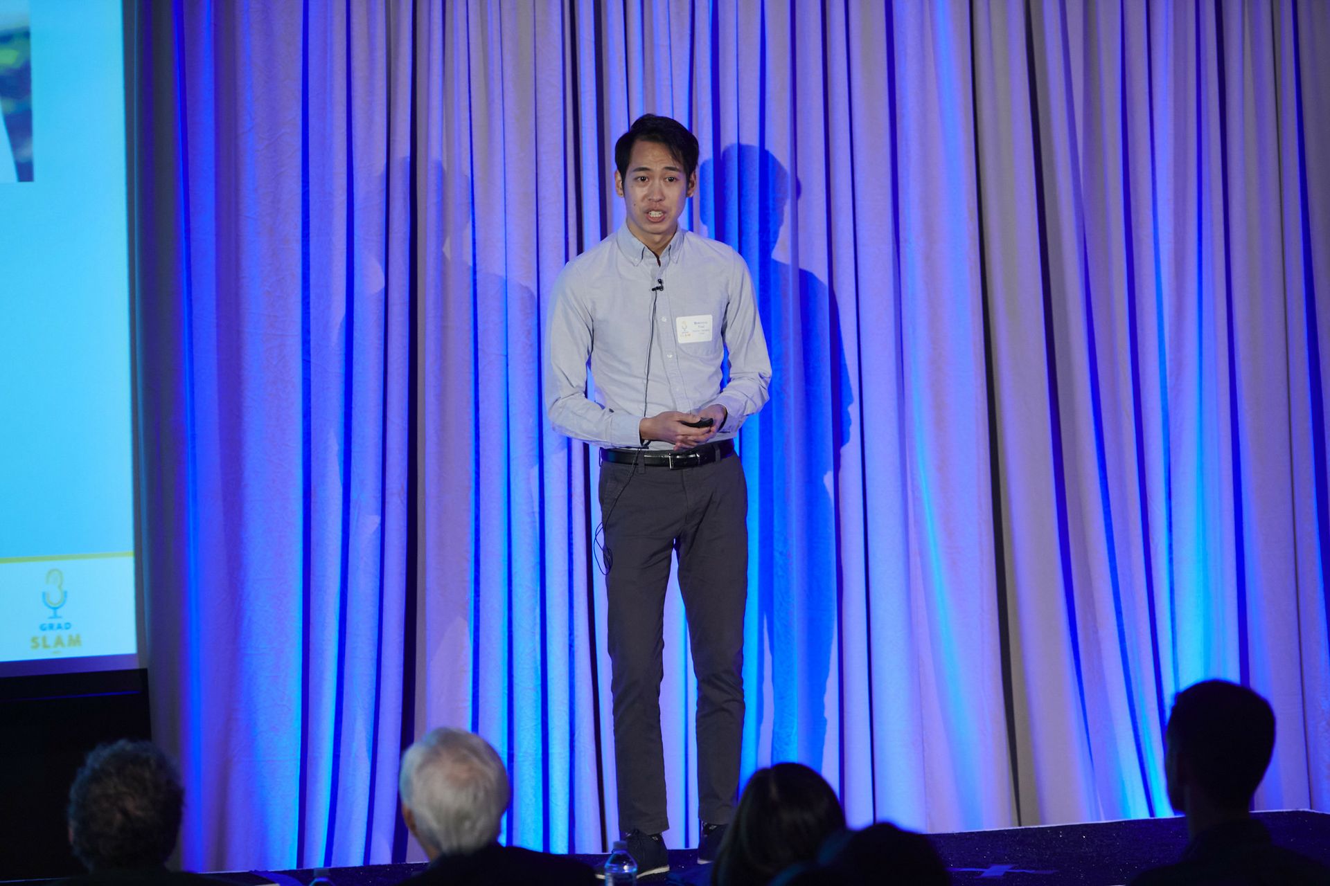Photo | Brandon Tsai delivering his Grad Slam presentation | UCLA