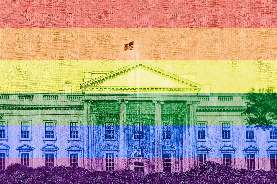 Photo | Graphic of White House entrance overlaid with colors of LGBTQ ...