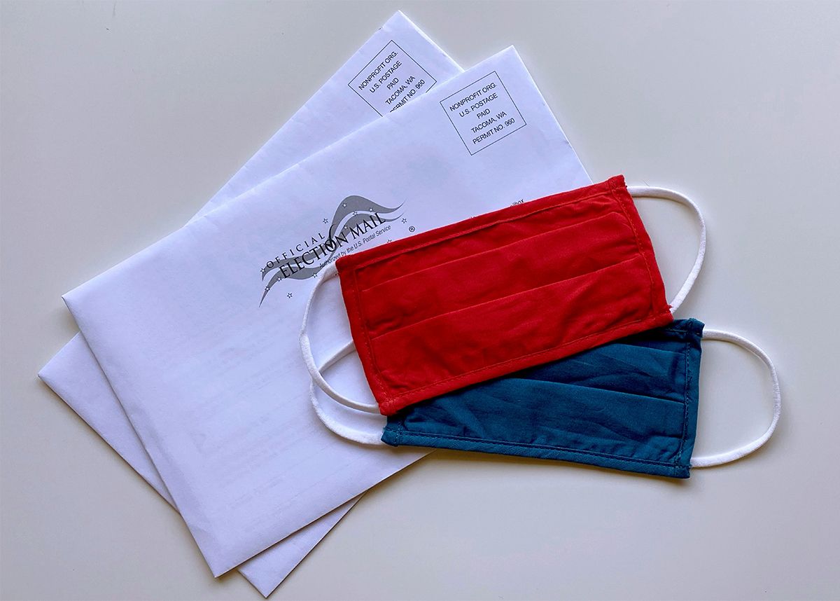Photo | face masks and election ballots | UCLA