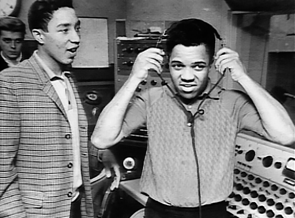 Photo | Berry Gordy, wearing headphones, in the studio with Smokey ...