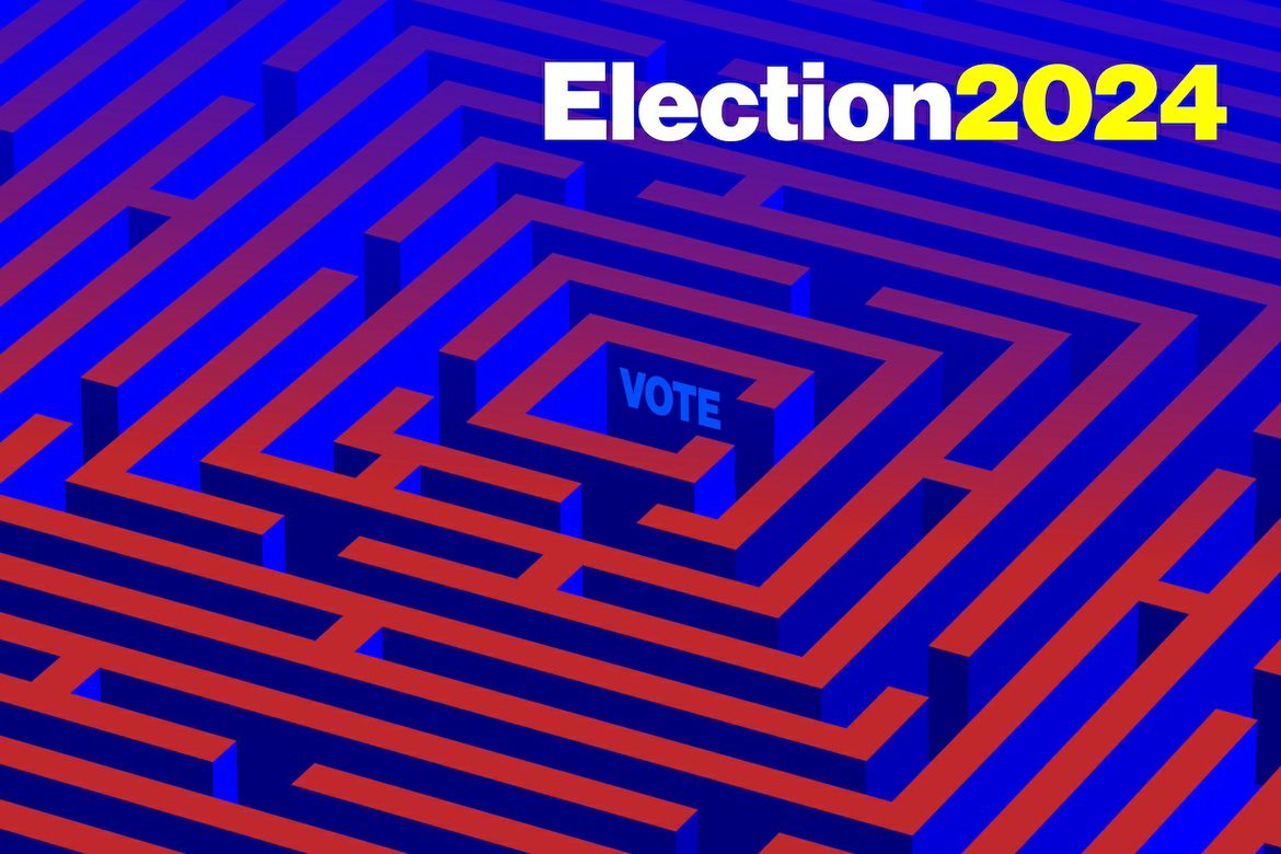 Photo | Election Microsite — Image of a 3D maze from above with a color ...