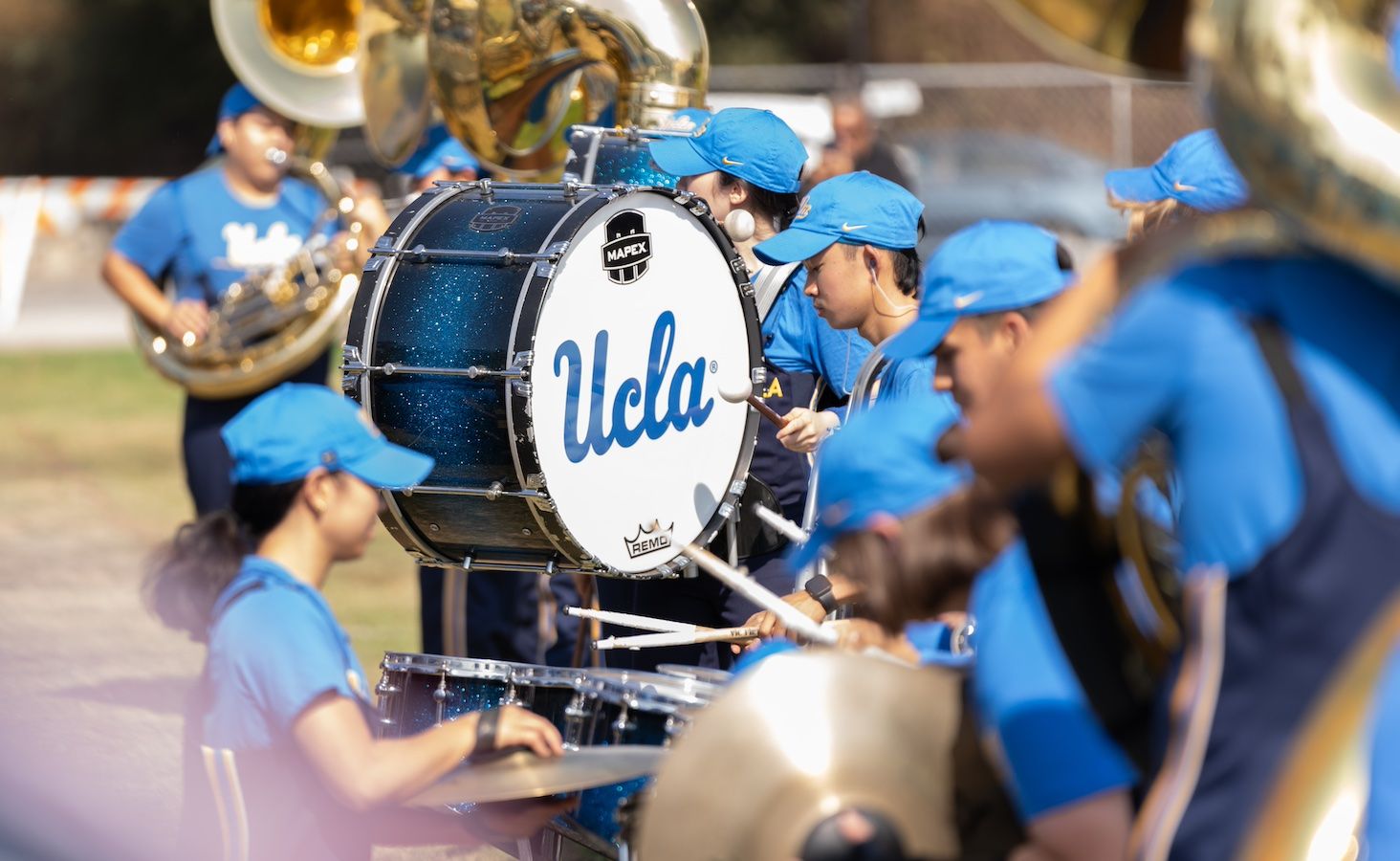 Photo | Band members, including drummer, at UCLA game against Indiana ...