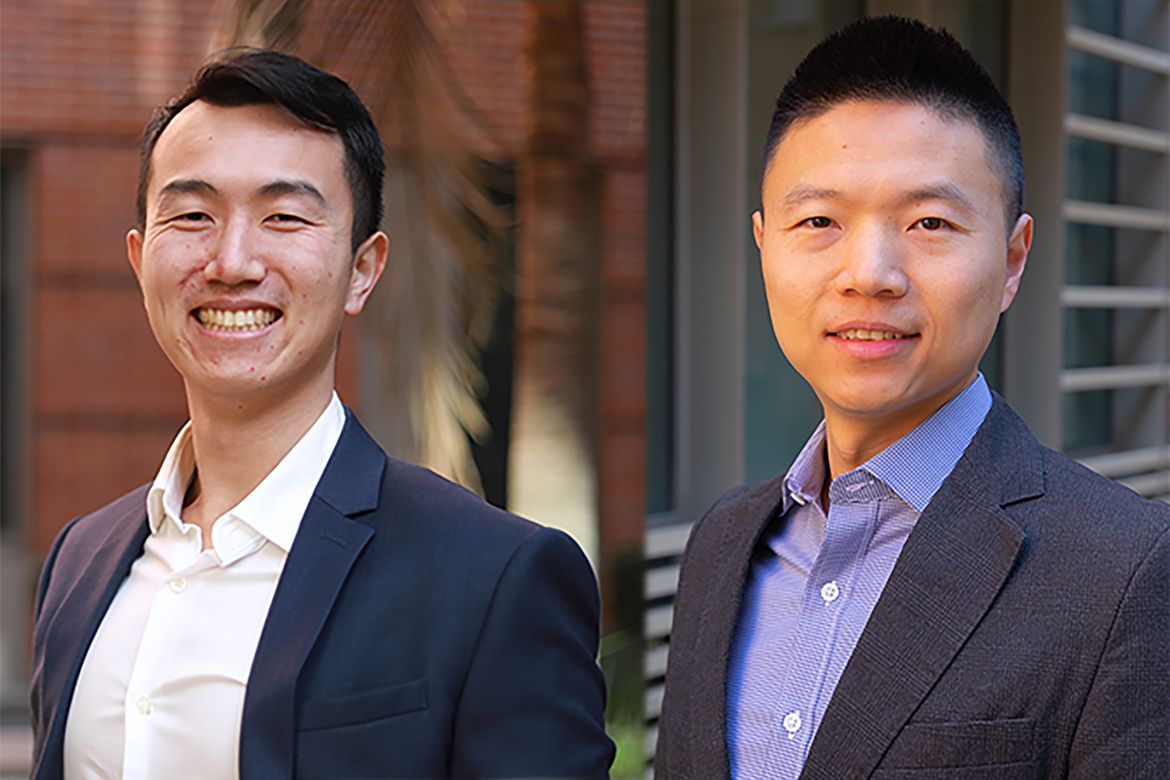 Photo | Photo collage of Yuzhang Li, left, and Bolei Zhou wearing suits | UCLA