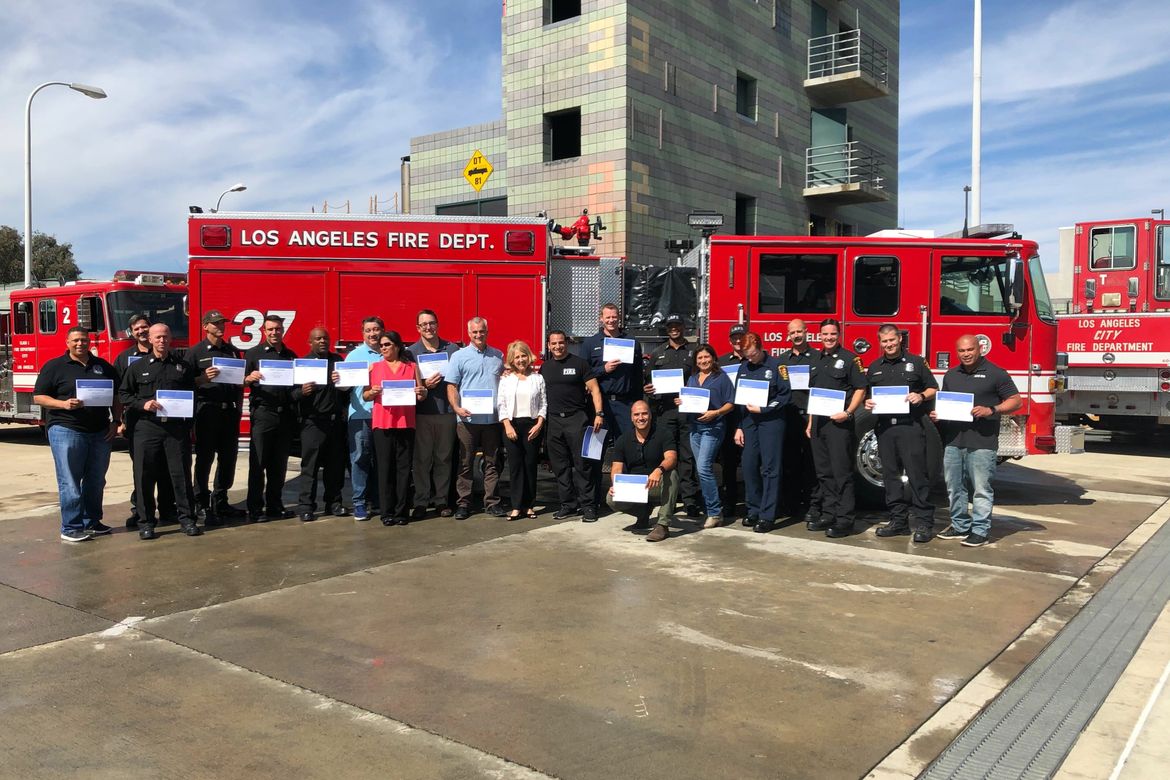 Photo | Los Angeles Fire Department battalion chiefs stand in front of ...