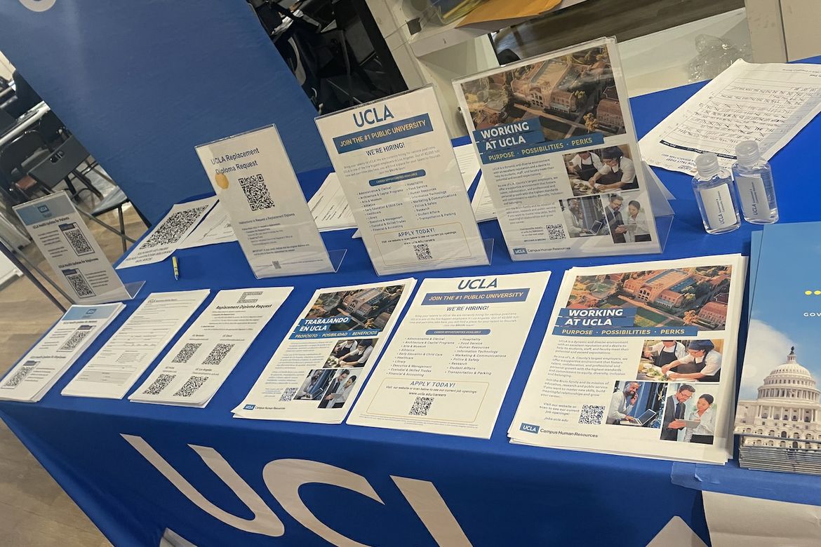 Photo | UCLA’s table at the entrance to the disaster recovery center | UCLA