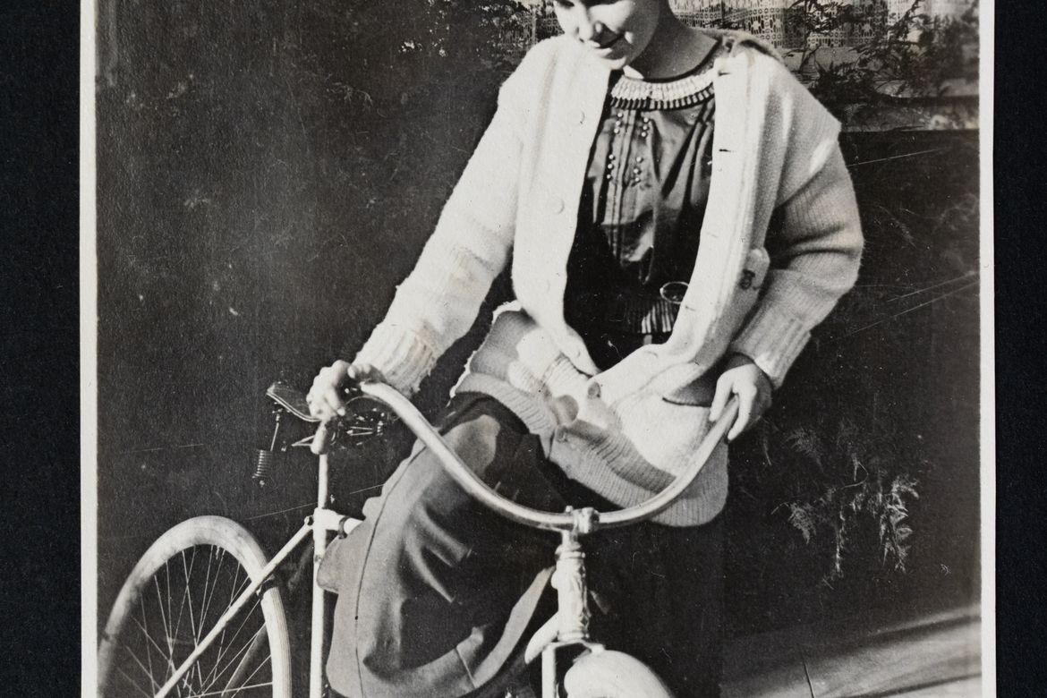 Photo | A scan of a photo of young Dorothy Arzner with bicycle | UCLA