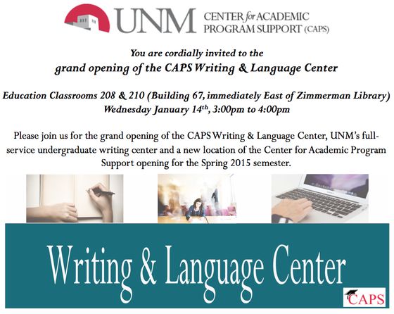 CAPS New Language and Writing Center opening soon: UNM UCAM Newsroom
