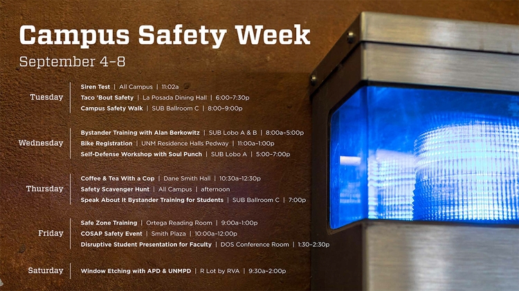 UNM hosts third annual Campus Safety Week Sept. 4-8 | UNM UCAM Newsroom