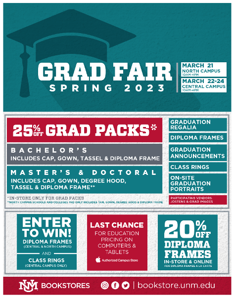 Spring 2023 Grad Fair set for March 21-24 at UNM Bookstores | UNM UCAM ...