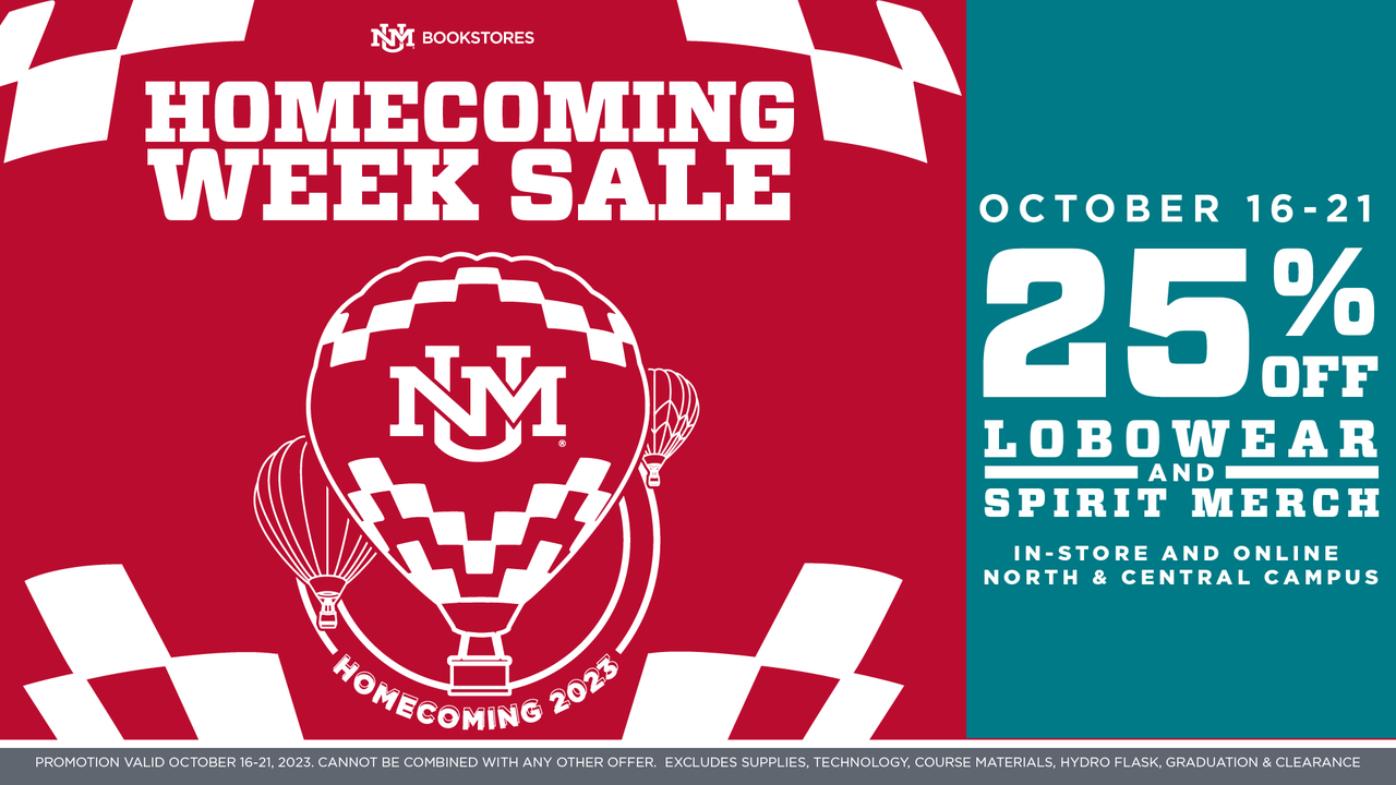 UNM Bookstores offer a special sale and extended hours for Homecoming Week | UNM UCAM Newsroom