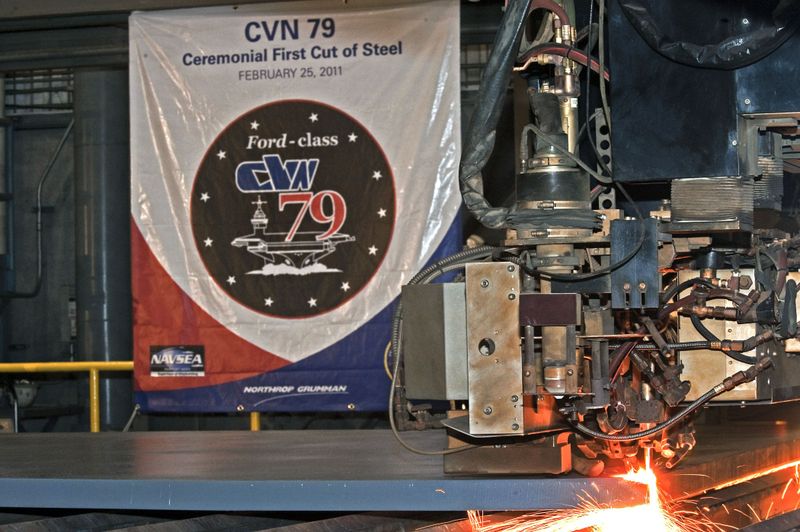 Photo | First cut of steel for John F. Kennedy (CVN 79) | HII News