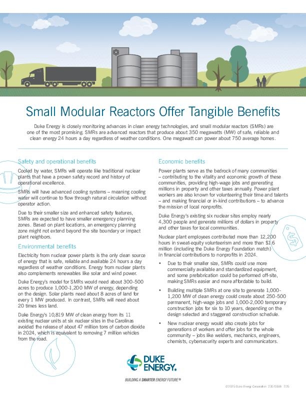 Document | Small Modular Reactors Fact Sheet | Duke Energy | News Center