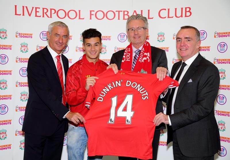 Pictured: Ian Rush, Philippe Coutinho, Nigel Travis, Ian Ayre | Dunkin'