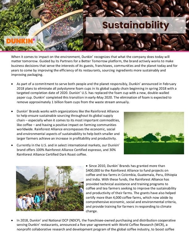 Sustainability Fact Sheet | Dunkin'