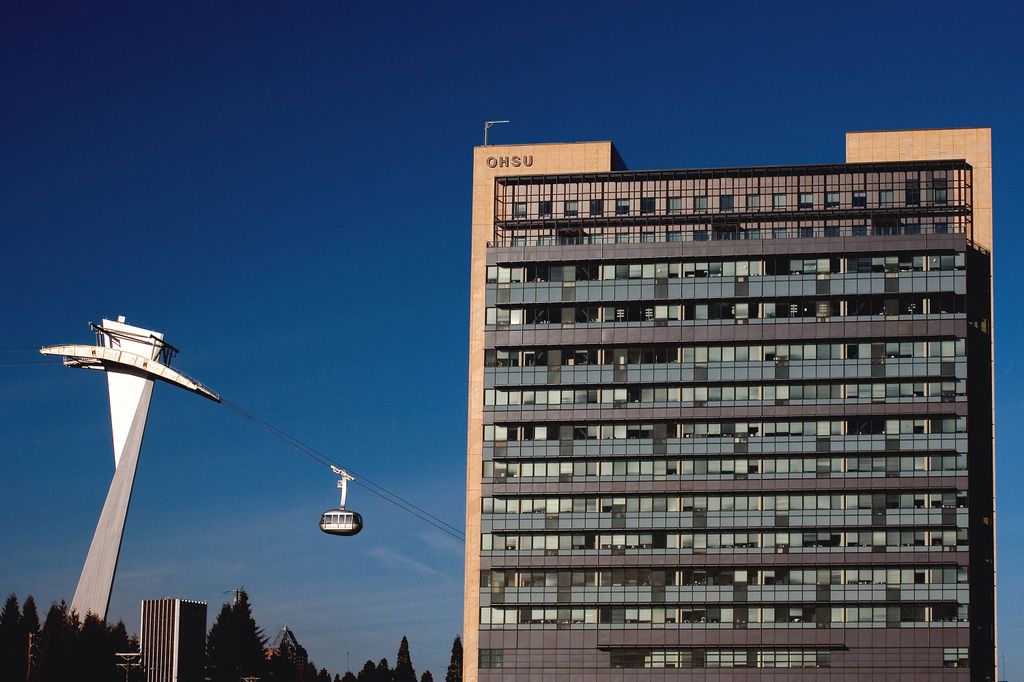 Portland Aerial Tram passing the Center for Health and Healing |OHSU News