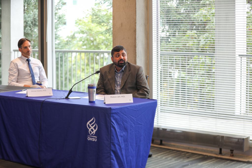 Mubeen Jafri, M.D., speaks at the roundtable |OHSU News