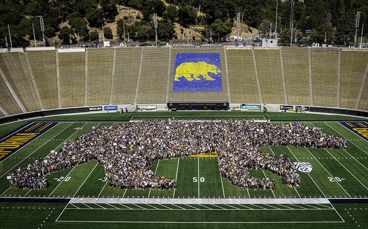 Watch as thousands of Berkeley's newest form a human bear | Berkeley