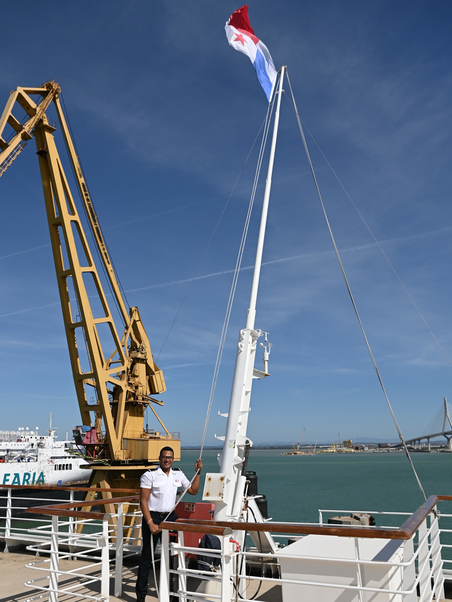 Photo | Carnival Firenze team member from Panama raises Panamanian flag ...