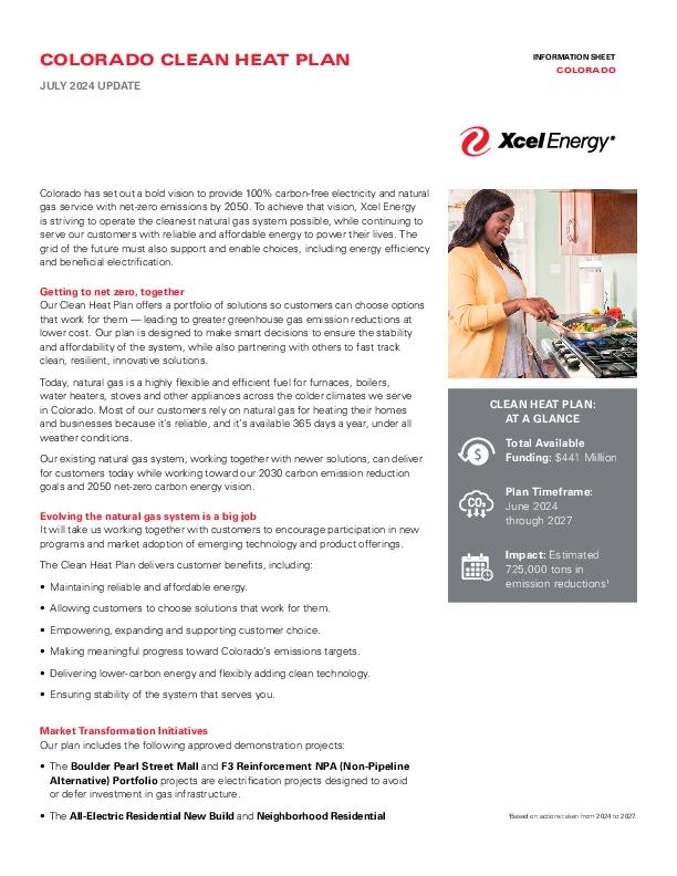 Document | 2024-2027 Clean Heat Plan Info Sheet | Xcel Energy Newsroom